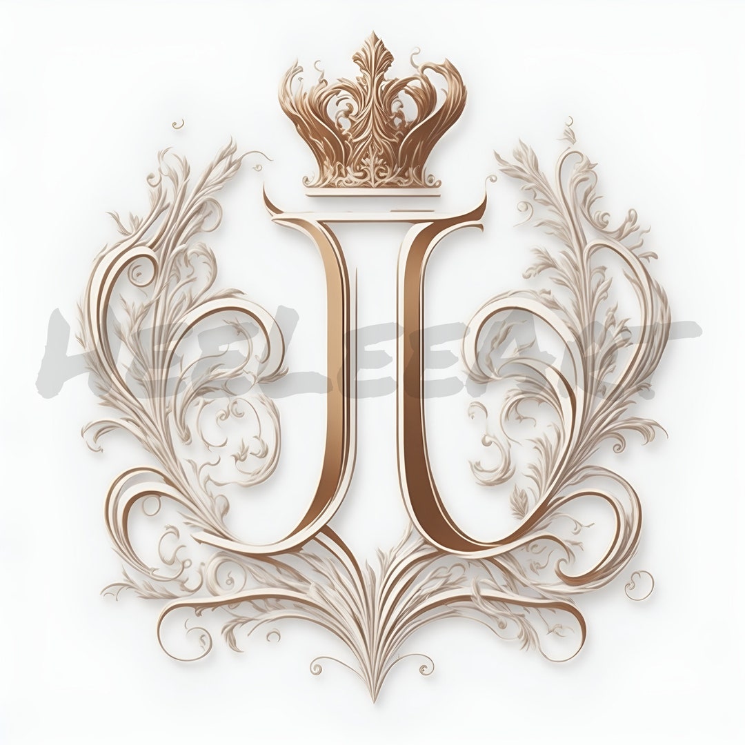 Letter I Golden Crown Alphabet Monogram Initials on White Background ...