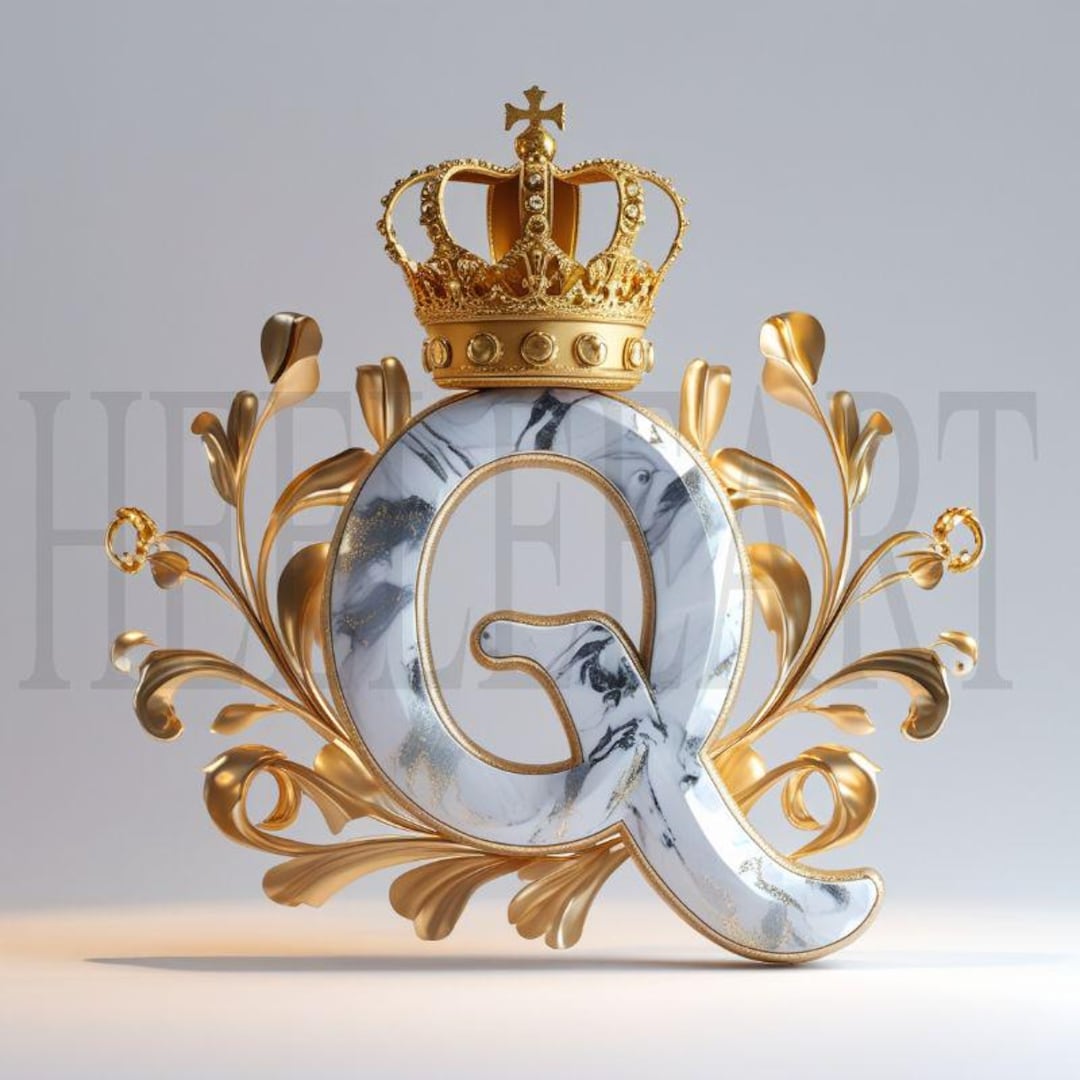 Digital Download Monogram Q Letter With Crown, Royal Alphabet Initial ...