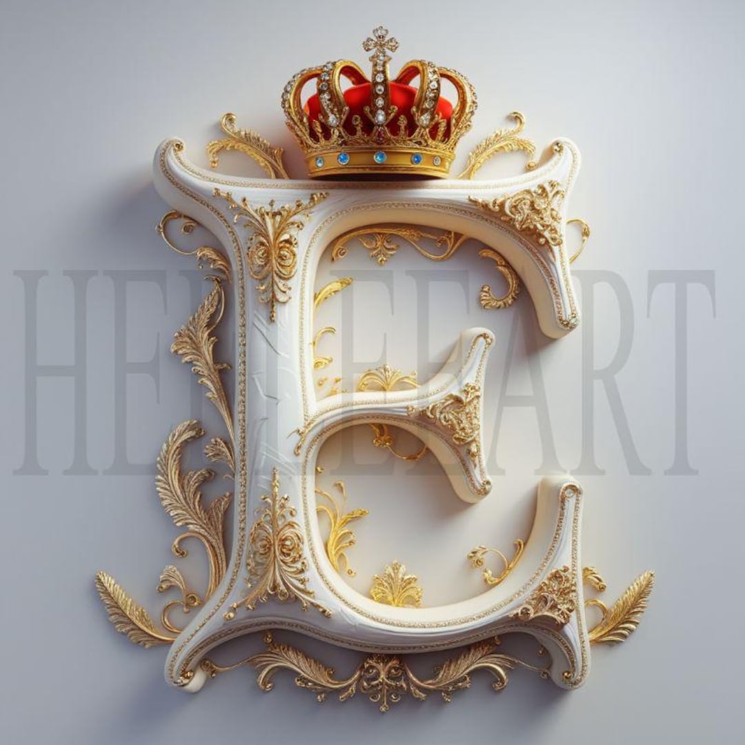 Golden Letter E Monogram With Crown – Luxury Digital Download, Royal ...