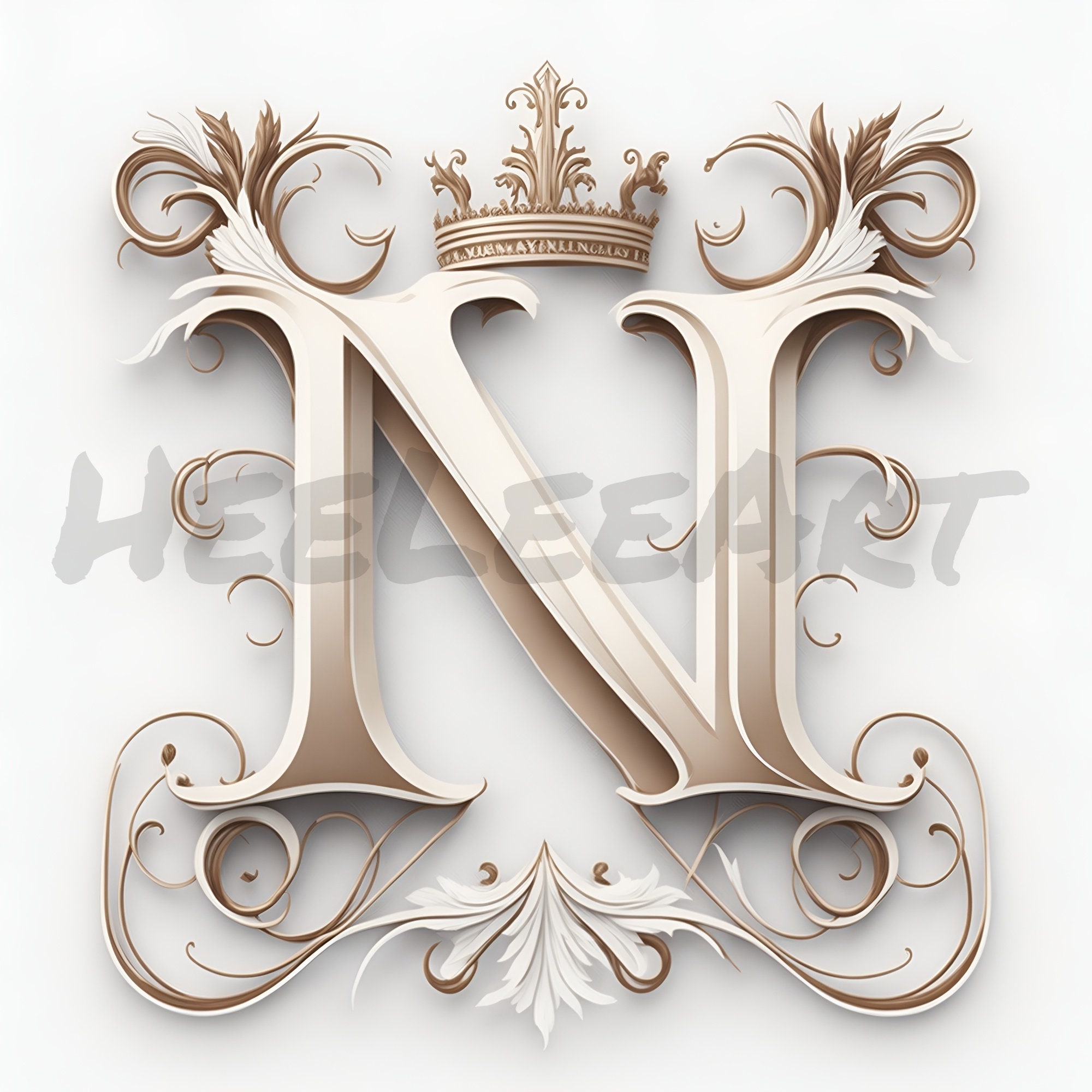 Letter N Golden Crown Alphabet Monogram Initials on White Background ... Letter N Golden Crown Alphabet Monogram Initials on White Background ...