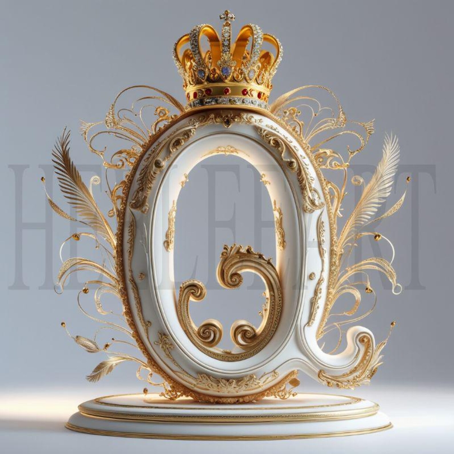 Golden Letter Q Monogram With Crown – Luxury Digital Download, Royal ...