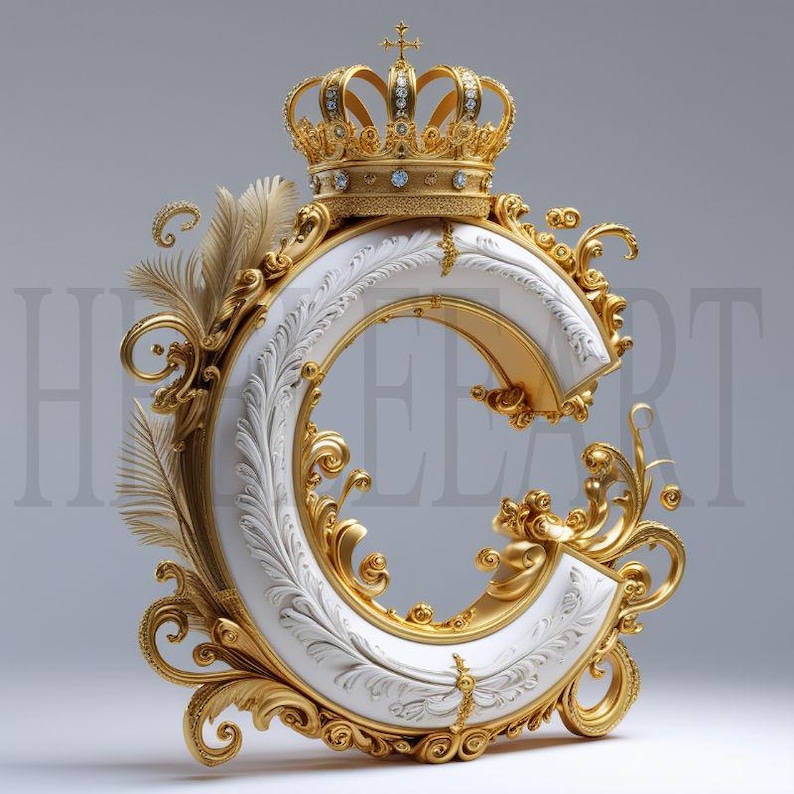 Golden Letter C Monogram With Crown – Luxury Digital Download, Royal ...