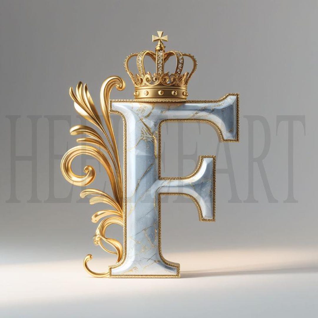 Digital Download Monogram F Letter With Crown, Royal Alphabet Initial ...