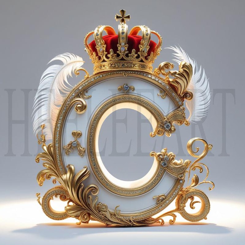 Golden Letter C Monogram With Crown – Luxury Digital Download, Royal ...