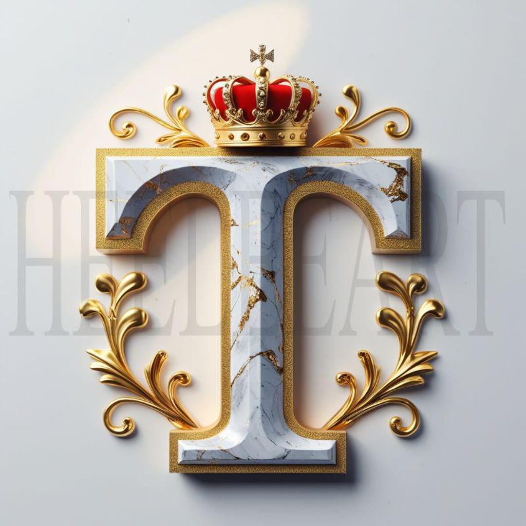 Digital Download Monogram T Letter With Crown, Royal Alphabet Initial ...
