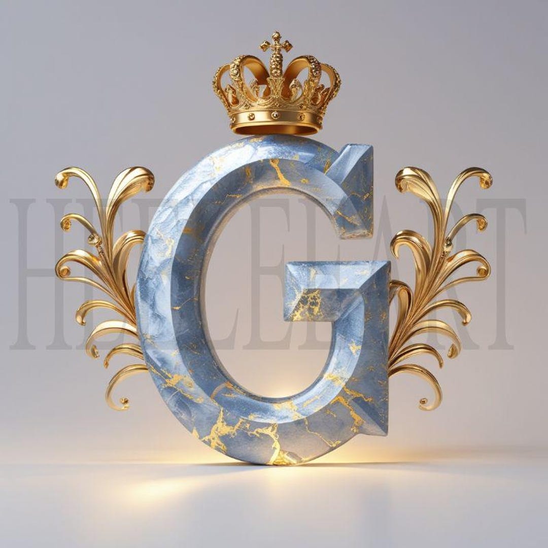 Digital Download Monogram G Letter With Crown, Royal Alphabet Initial ...