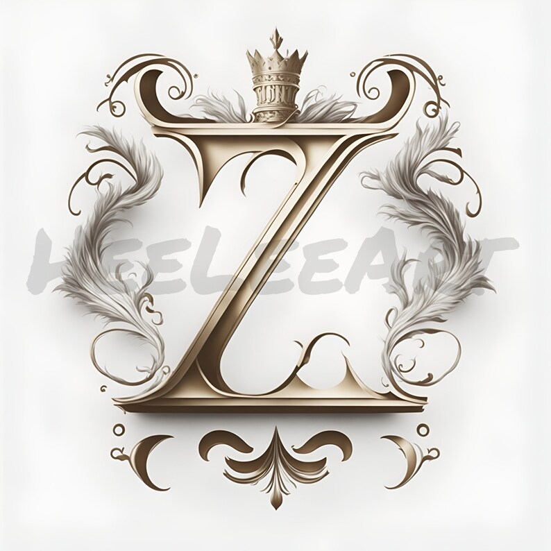 Letter Z Golden Crown Alphabet Monogram Initials on White Background ...