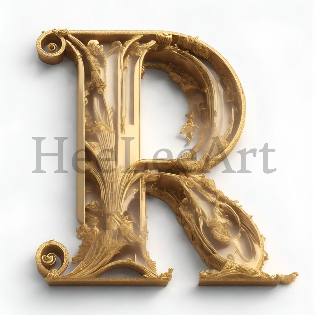 Letter R Platinum Golden Alphabet Monogram Initials on White Background ...