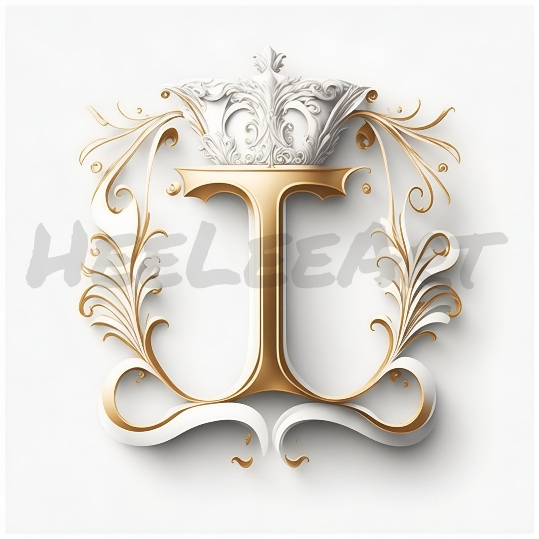 Letter T Golden Crown Alphabet Monogram Initials on White Background ...
