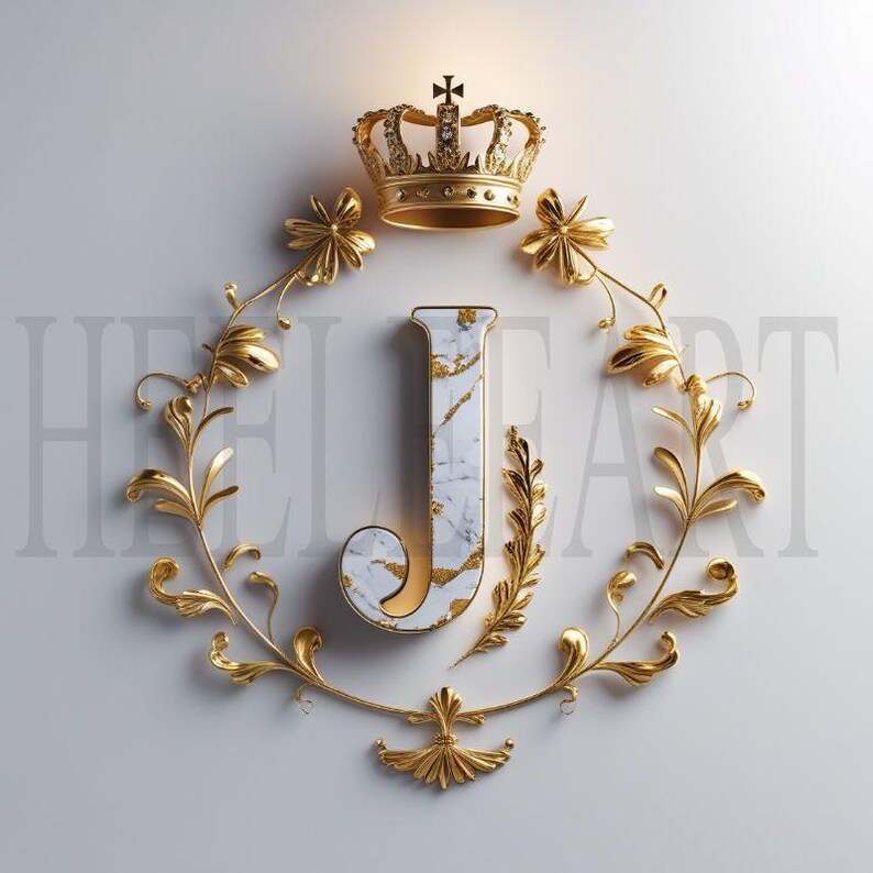 Digital Download Monogram J Letter With Crown, Royal Alphabet Initial ...