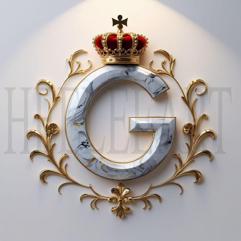 Digital Download Monogram G Letter With Crown, Royal Alphabet Initial ...
