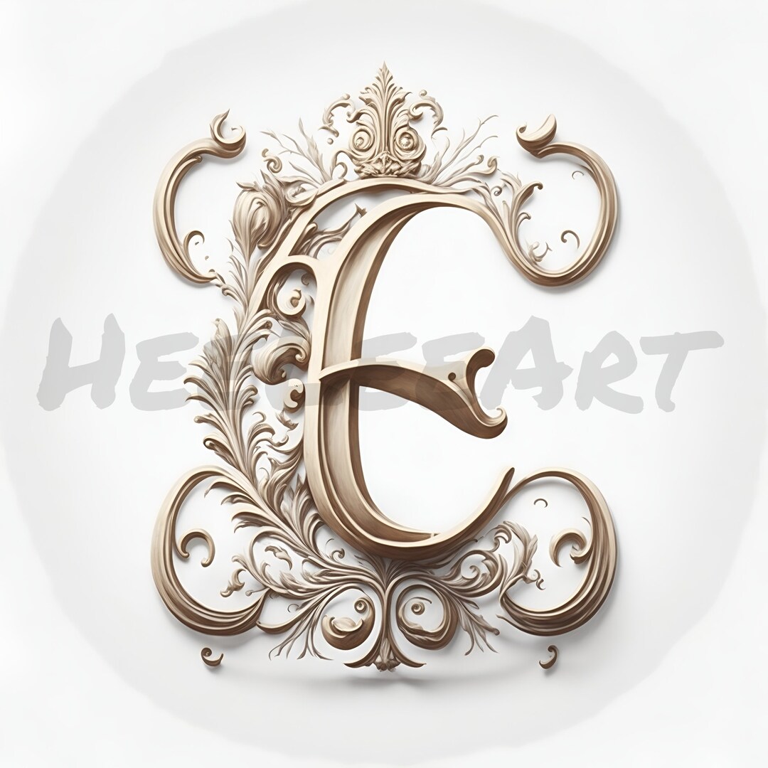 Letter E Golden Crown Alphabet Monogram Initials on White Background ...