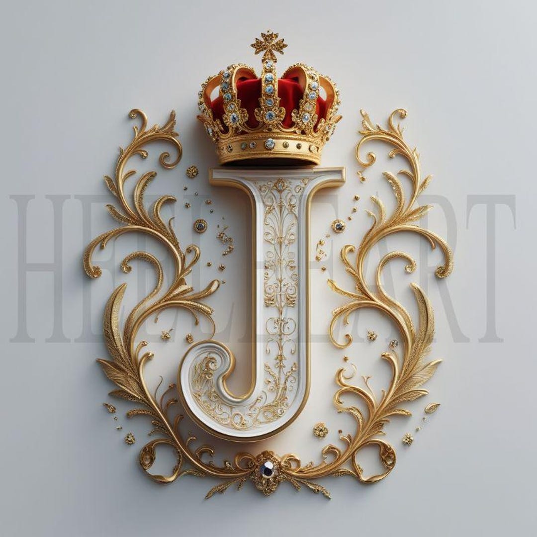 Golden Letter J Monogram With Crown – Luxury Digital Download, Royal ...