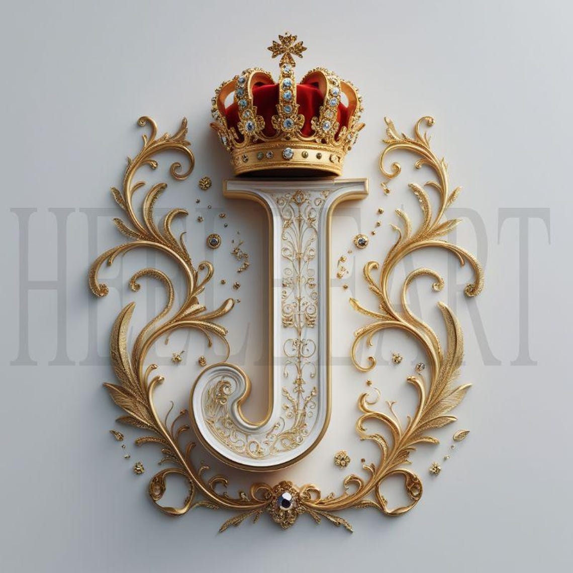 Golden Letter J Monogram With Crown – Luxury Digital Download, Royal ...