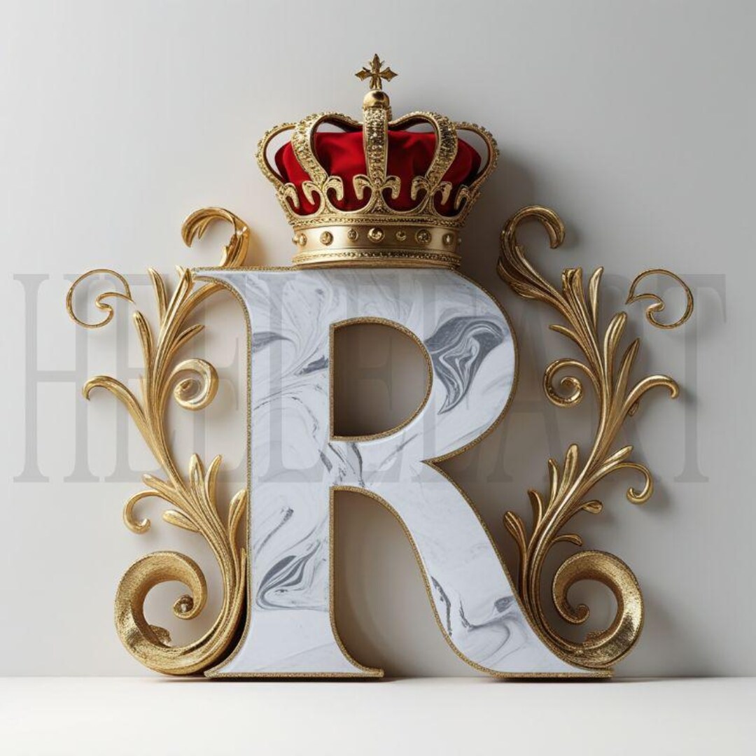 Digital Download Monogram R Letter With Crown, Royal Alphabet Initial ...