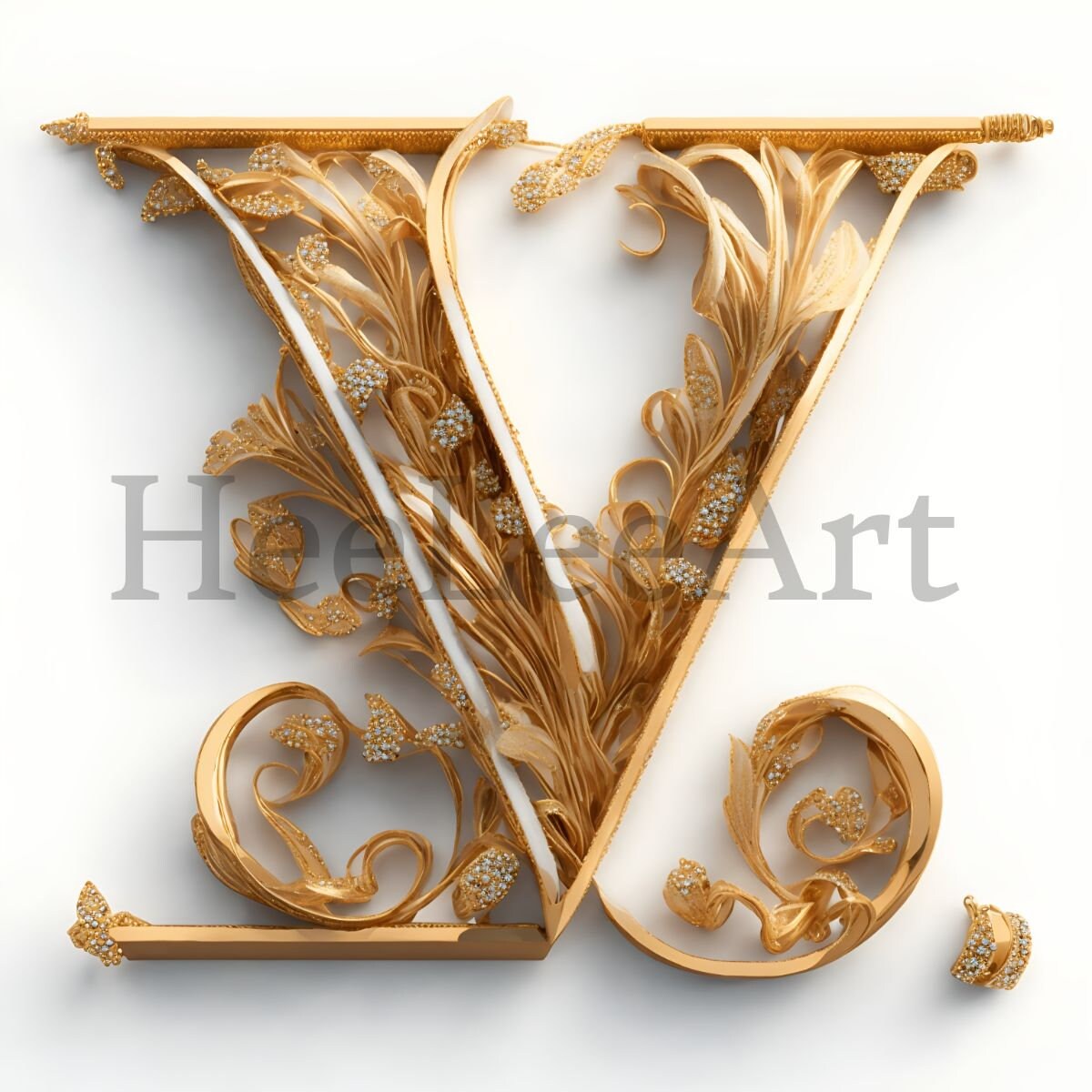 V Letter In Gold