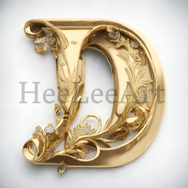 Letter D Platinum Golden Alphabet Monogram Initials on White Background ...