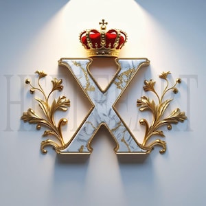 Digital Download Monogram X Letter With Crown, Royal Alphabet Initial ...