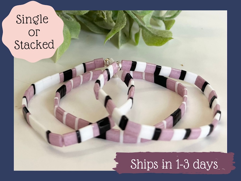 Miyuki Tila Bead Bracelet: Colorful Square Tile Stretch Bracelet - Etsy