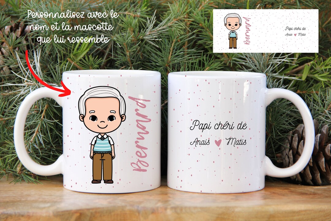 Mug Papi Personalized Name and Mascot, Personalized Ceramic Mug, Gift ...
