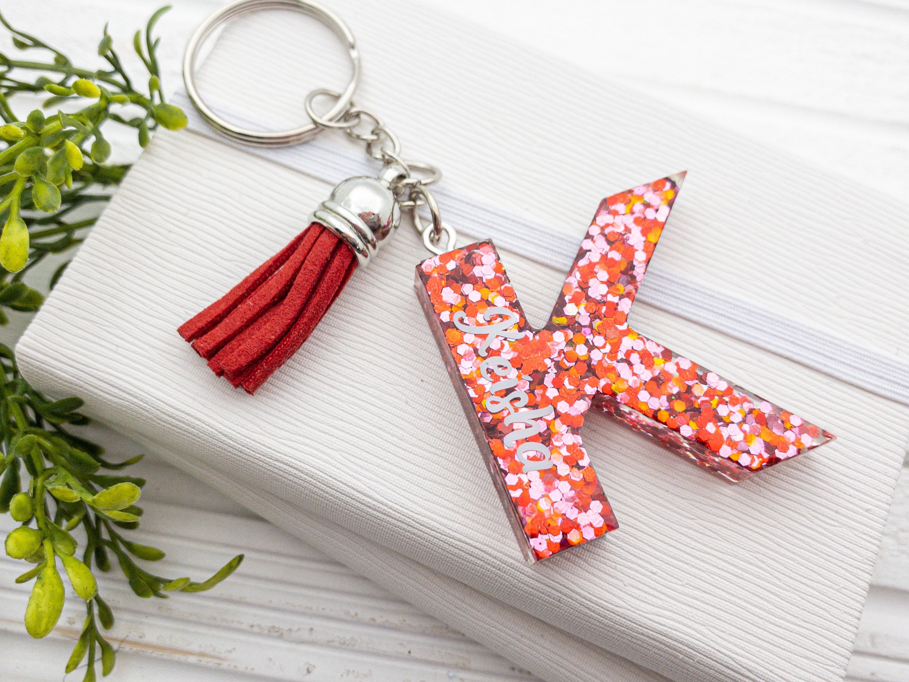 Customizable Colorful Glitter Resin Initial Letter Name | Etsy