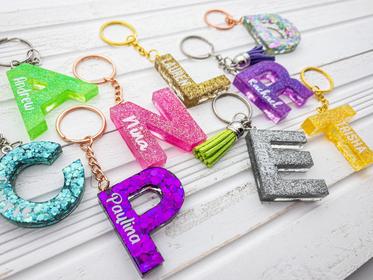 Customizable Colorful Glitter Resin Initial Letter Name | Etsy