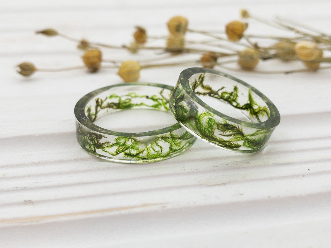 Green Natural Moss Resin Ring for Women Men Girl Boy - Etsy