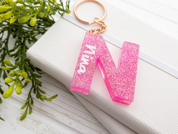 Customizable Colorful Glitter Resin Initial Letter Name | Etsy