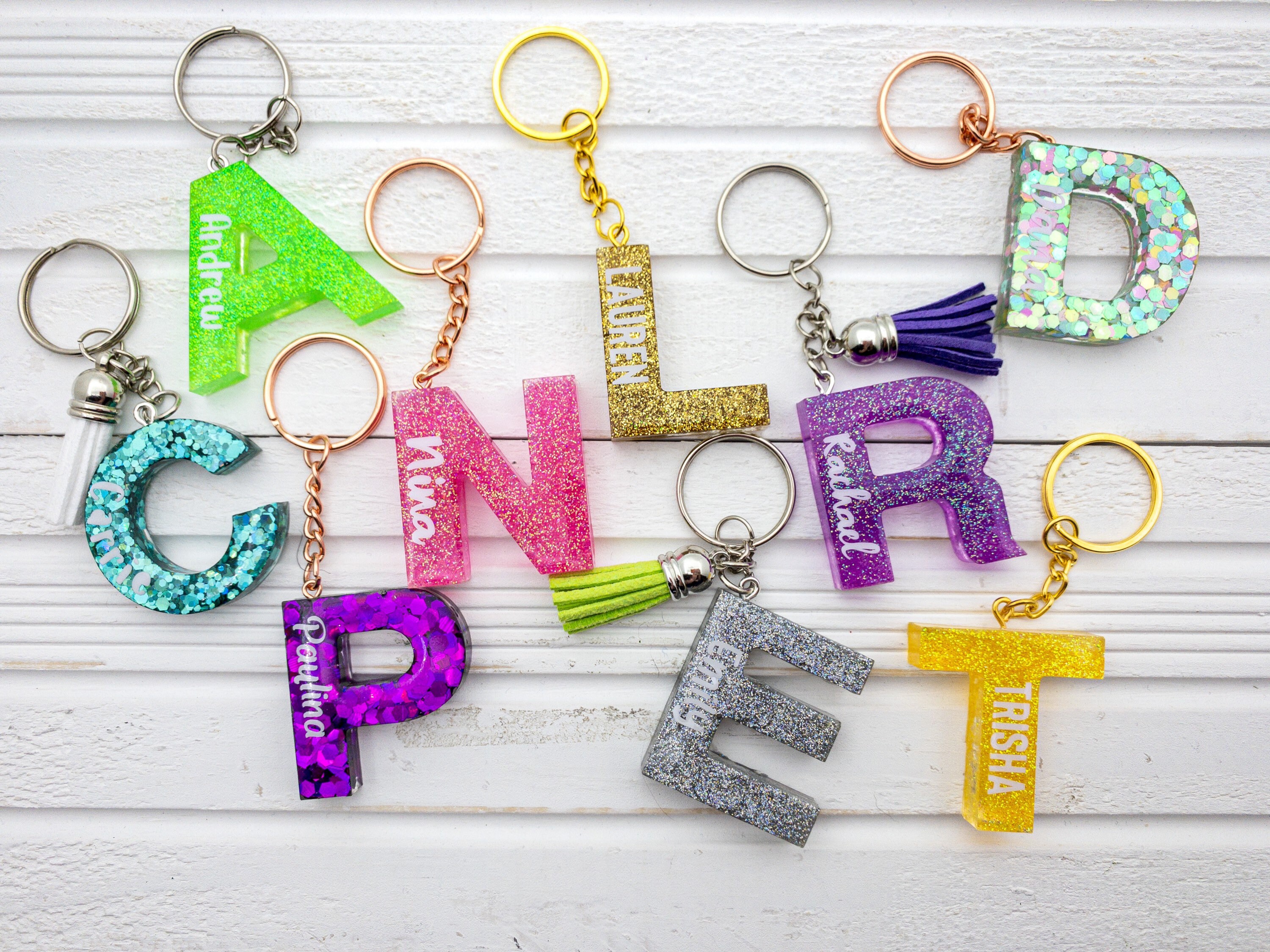 Customizable Colorful Glitter Resin Initial Letter Name | Etsy