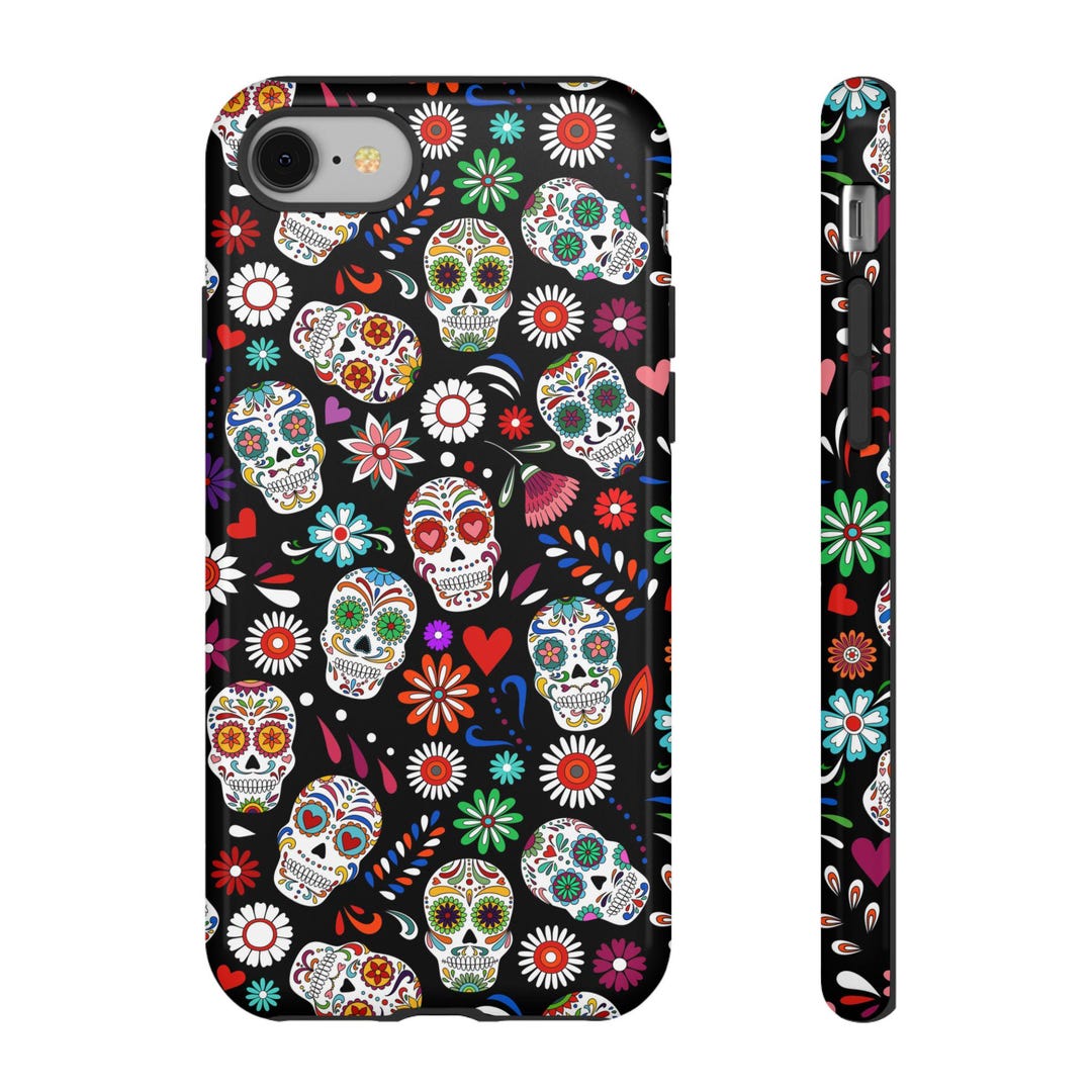 Colorful Skull Phone Case, Tough Cases for Day of the Dead, Halloween ...