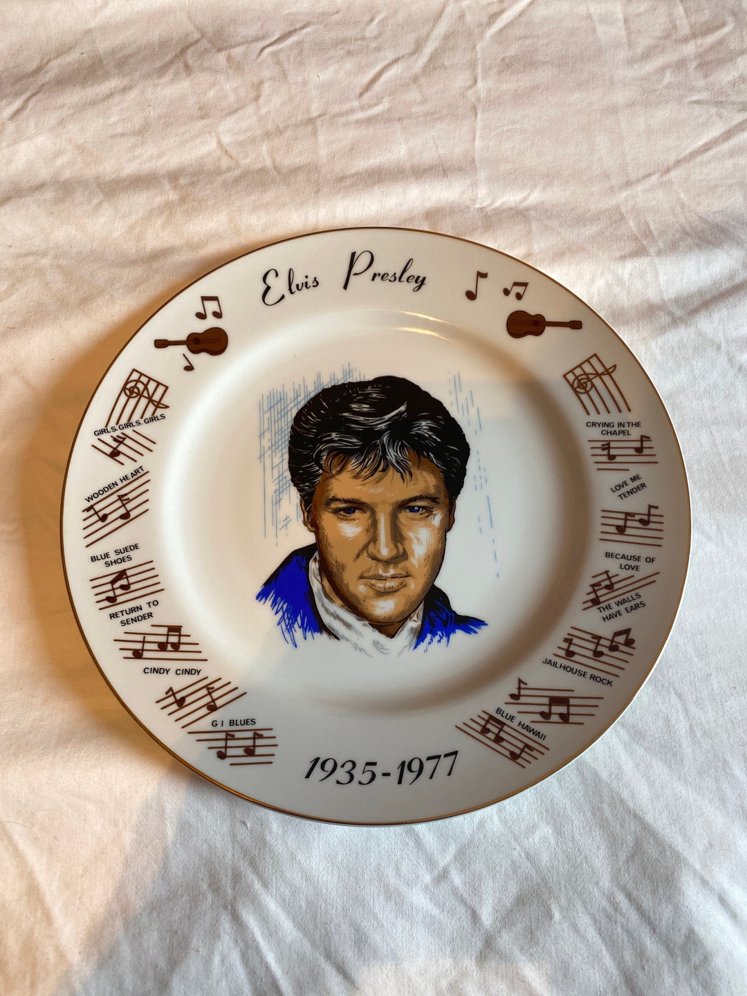Elvis Presley Collectable Plate With Hits 1935-1977 - Etsy