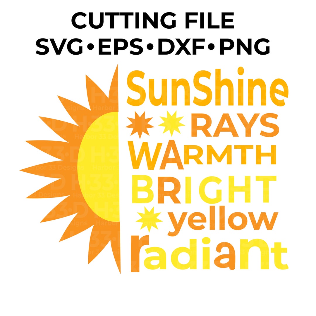 Sunshine Words Svg, Sunshine Svg, Sunshine Cricut, Sunshine Silhouette ...