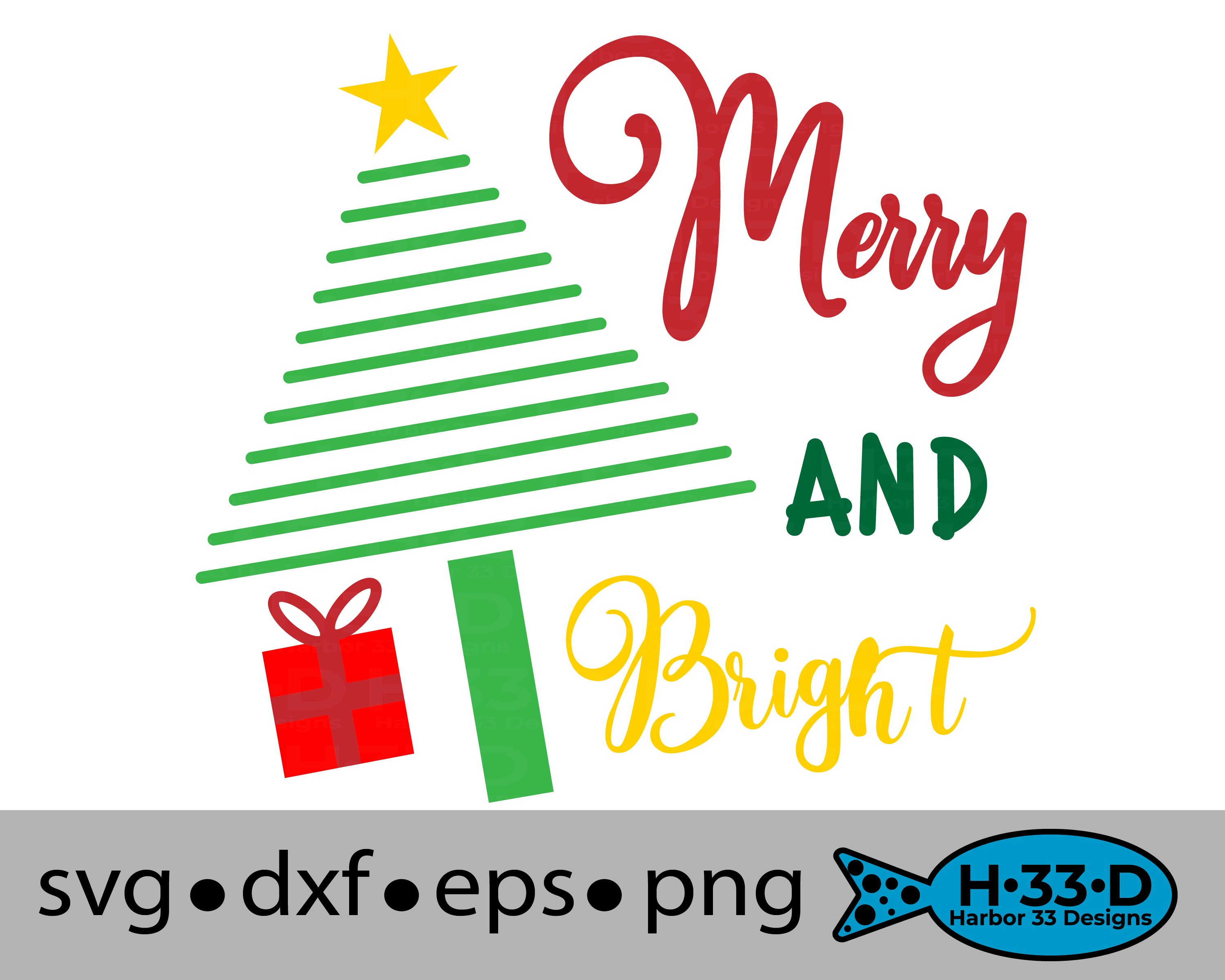 Christmas Tree Svg, Merry and Bright Svg, Xmas Tree Cricut, Xmas Tree ...