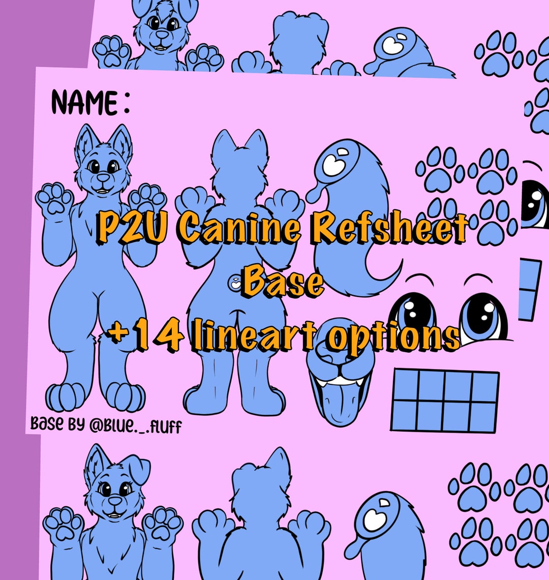 Furry Canine Reference Sheet Art Base - Etsy