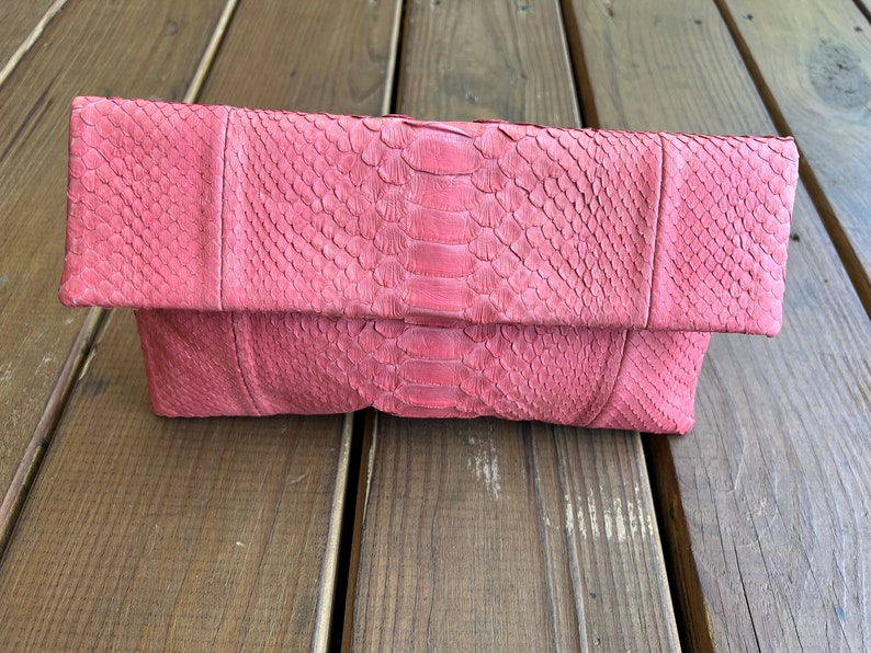 Genuine Python Leather Classic Fold Over Clutch Bag - Etsy