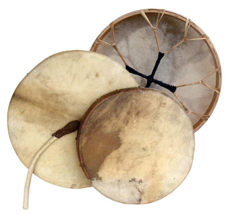 Terre Shaman Drum Round 12" 16" 20" 24" With Goat Skin, Frame Drum ...