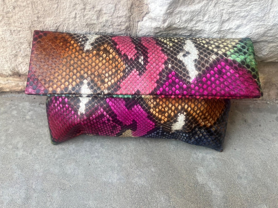 Genuine Python Leather Classic Fold Over Clutch Bag - Etsy