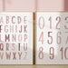 SET of 2 Blush Pink Alphabet & Numbers Nursery Wall Art Pink - Etsy