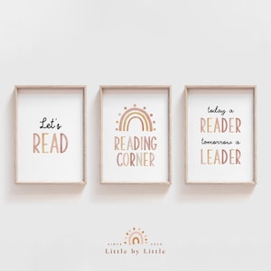 Boho Reading Corner Sign, Let's Read, Today a Reader Tomorrow a Leader ...