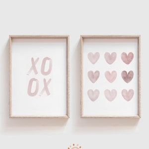 Set of 2 Love Prints Blush Pink XOXO Print Watercolor - Etsy