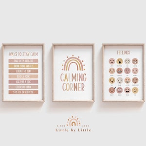 Boho Watercolor Calming Corner Signs Set of 3 Calming - Etsy