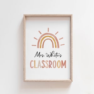 Custom Teacher Name Sign, Boho Classroom Decor, Teacher Door Sign, Boho ...