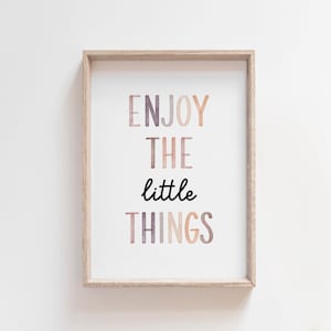 Enjoy the Little Things Printable Wall Art, Neutral Watercolor ...