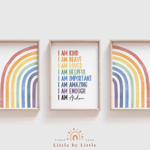 Neutral Kids Affirmation Wall Art Custom Name Print - Etsy