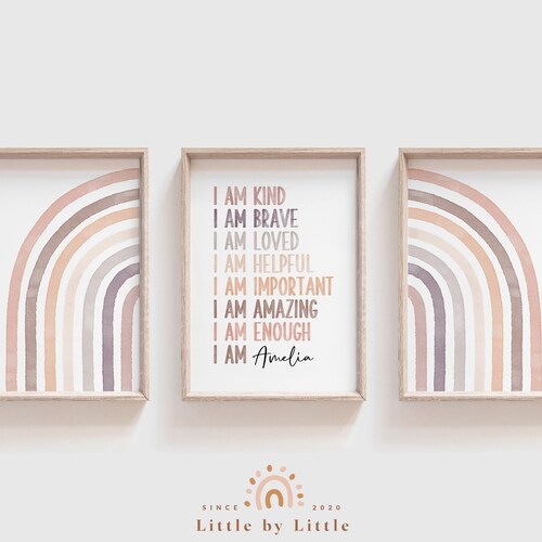 Neutral Kids Affirmation Wall Art SET of 3 Custom Kids - Etsy