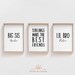 Black Watercolor Sibling Name Prints, Set of 3, Sibling Quote ...