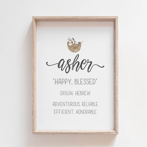 Asher Baby Name Meaning Baby Names Nursery Sign Boy Names - Etsy