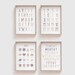SET of 4 Prints, Watercolor Alphabet Number Week Shapes, Neutral ...