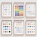 SET of 4 Prints, Watercolor Alphabet Number Week Shapes, Neutral ...