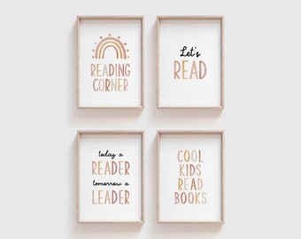 Set of 5 Reading Books Stacked Books Classroom Artwork for - Etsy
